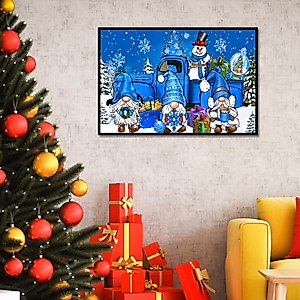 Akahllc Christmas Diamond Painting Kits,Gnome Diamond Art Kit for Adults,Winter Diamond Art Kit 5D Winter Paint with Diamond Full Drill for Parents-Children Interrction,Wall Decor(12x16)