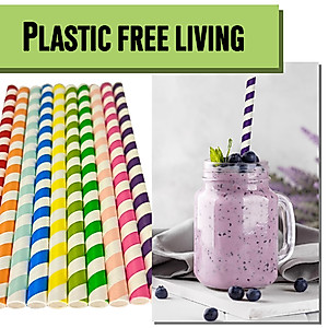 Naturalik 100-Pack Extra Durable Paper Straws Biodegradable (Multicolor, 100pc)