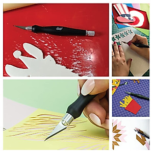 Excel Blades Fit Grip Knife. Ultra Sharp Knife with Carbon Steel Angled Edge Blade & Contoured Rubberized Grip, Made in the USA, Light Duty Cutting Tool for Precision Cutting & Trimming, Black, 3 Pack