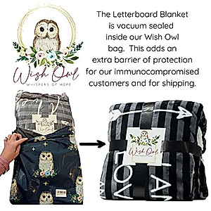 WiseOwell Wish OWL Overcomer Letterboard Healing Compassion Blanket | Get Well Soon Gifts for Men | Comfort Items for Chemo Patients | Inspirational Gifts for Women Cancer Gifts for Men