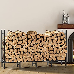 ETELI Firewood Rack Outdoor Indoor 5ft Heavy Duty Metal Log Rack Stand Adjustable Fire Wood Rack Holder Fireplace Lumber Storage Stacker for Patio Deck, Black