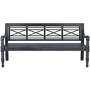 Safavieh Patio Collection Martin Adirondack Acacia Wood Bench, Ash Grey