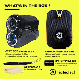 Upgraded Slope - TecTecTec VPRO500 Golf Rangefinder with Slope - Laser Range Finder with Flagseeker VPRO500® - Laser Binoculars - with Battery