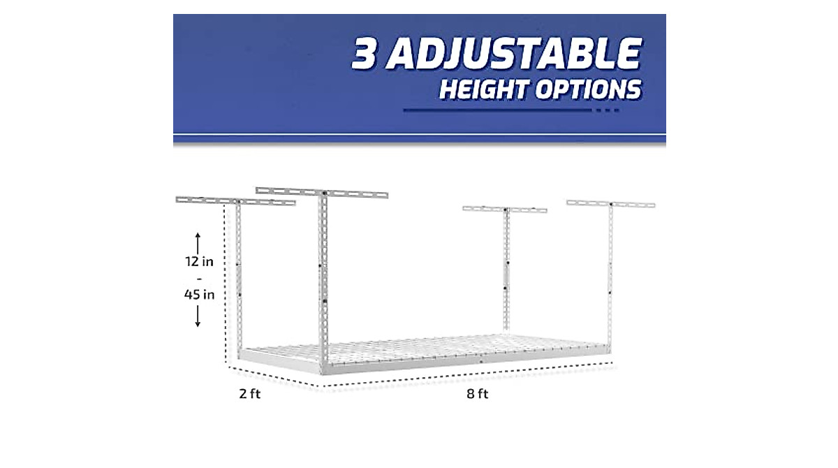 SafeRacks Overhead Garage Storage Rack - Adjustable & Durable