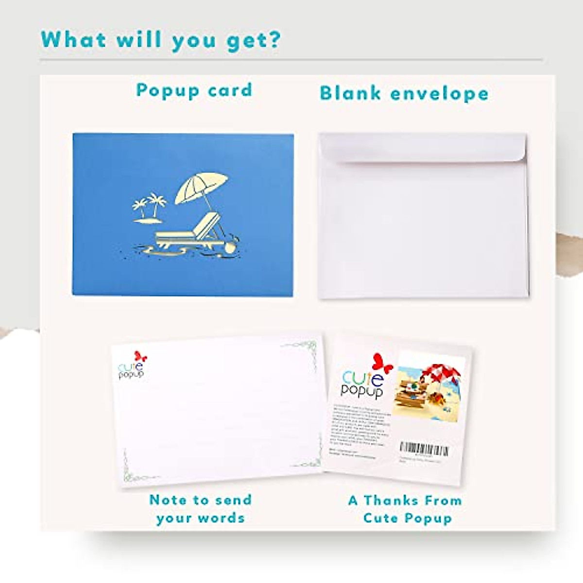 CUTE POPUP - Anniversary Card Pop Up with 3D Unique Young Couple on Beach Design, Holiday Card, 1st Anniversary Card Bring Long-Lasting Smiles on Wedding, Honeymoon Present for Couple, Wife or Husband