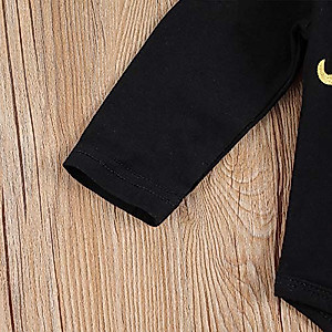 MAINESAKA Newborn Baby Girls 3pcs Outfit Set Auntie's Bestie Romper + Floral Pants Clothing Set(black + leopard 1,6-9 Months)