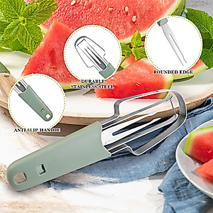 Watermelon Fork Slicer Cutter,3-in-1 Watermelon Cutter Slicer Tool, Stainless Steel Watermelon Popsicle Cutter Tool,Melon Cutter Knife Portability Fruit Fork for Camping Kitchen Gadgets