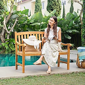 Cambridge Casual Outdoor Garden Bench for Patio Furniture, 4-Foot, Arie/Natural Teak