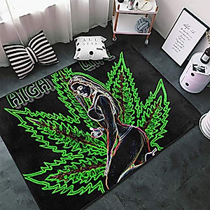 NiYoung Bedroom Livingroom Sitting-Room King Size Kitchen Rugs Home Decor - Beauty Psychedelic Marijuana Leaf Weed Black Doormat Floor Mat Fast Dry Toilet Bath Rug Exercise Mat Throw Rugs Runner