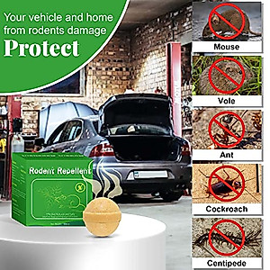 Natural Rodent Repellent, 12 Pack Mouse Repellent to Repel Mice and Rats, Mole Repeller for Car Campers Home Kitchen Garden Outdoors Indoor Garage, Pet Safe