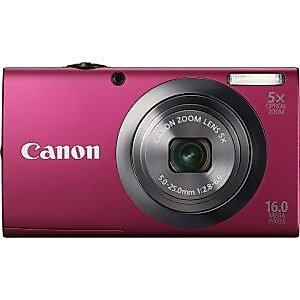 Canon PowerShot A2300 16.0 MP Digital Camera with 5x Digital Image Stabilized Zoom 28mm Wide-Angle Lens with 720p HD Video Recording (Red)
