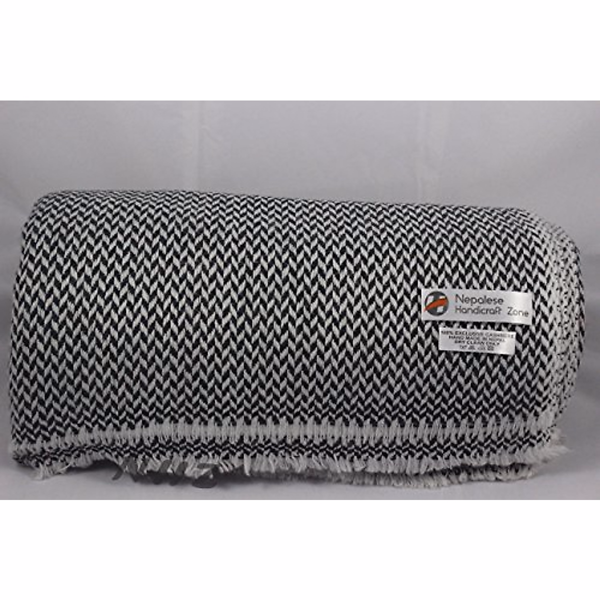 Handicraft Mart Himalayan Cashmere Throw,Natural Cashmere Blanket 54" x 108",Hand Made in Nepal (Black)