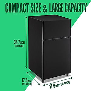 WANAI Mini Fridge with Freezer Small Double Door Refrigerator Freezer-on-Top, Black Fridge with 7 Adjustable Thermostat and Adjustable Shelves