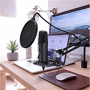 Wireless Microphones PM401 USB Microphone Set 192KHz/24Bit Microfone Professional Cardioid Condenser Podcast Mic with Mute Button Jack Microphone to Sing.