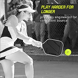 CORE Pickleball Balls for Professionals and All Levels of Play - Set of 4-50 Balls with 40 Holes - USA Pickleball Approved Durable Outdoor Pickleball Balls (12 Pack)