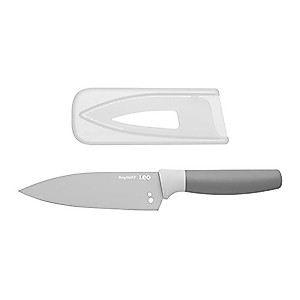 Berghoff Leo Ceramic Coated Non-Stick Small Chefs Knife with Herb Stripper, 14cm, Stainless Steel, Grey, 6 x 26.5 x 2 cm