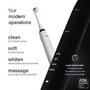 AquaSonic DUO PRO – Ultra Whitening 40,000 VPM Electric ToothBrushes – ADA Accepted - 4 Modes with Smart Timers - UV Sanitizing & Wireless Charging Base - 10 ProFlex Brush Heads & 2 Travel Cases