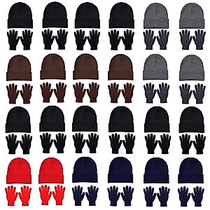 48 Pcs Winter Beanies and Gloves Bulk Unisex Hat and Gloves for Homeless Men Women Warm Winter Gift with 24 Greeting Cards