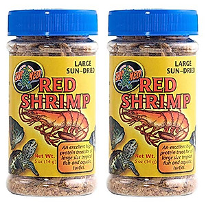 Zoo Med 2 Pack of Large Sun-Dried Red Shrimp, 0.5 Ounces Each, Treat for Large Tropical Fish and Aquatic Turtles