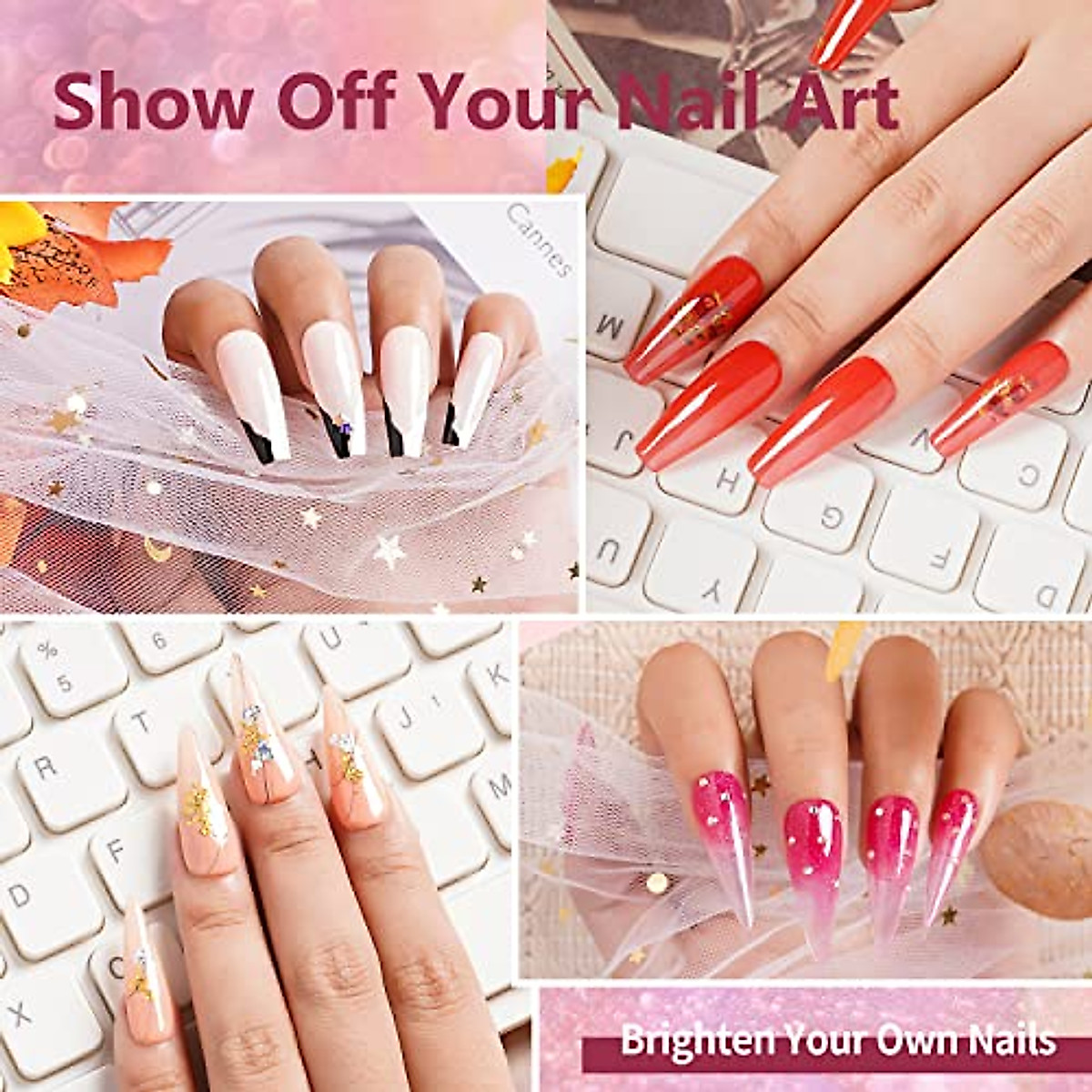 LanFo Acrylic Powder Set 12 Colors Acrylic Nail Powder Glitter Pink Red Purple Nail Acrylic Powder Professional Acrylic Nail Powder for Extension Carving Nail Kit Gifts No Nail Lamp Needed