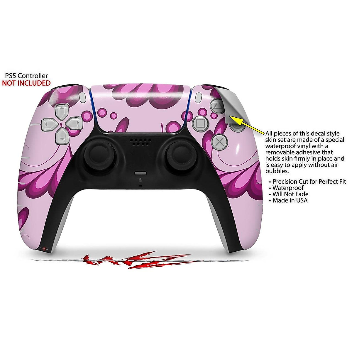 WraptorSkinz Skin Wrap compatible with Sony PS5 DualSense Controller Petals Pink (CONTROLLER NOT INCLUDED)