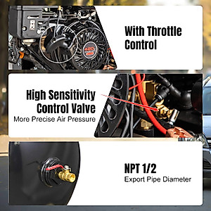 HPDMC 13HP Gas Powered Air Compressor 35CFM Electric Start Gasoline Driven Piston Pump Air Compressed System with 125PSI Max. Pressure and 30 Gal ASME Tank for Workshop, Construction Sites, Machinery