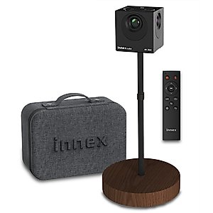 Innex Cube, 360 Degree Wide Angle Conference Camera, multiiple AI Mode, with Dual mics, Adjustable Height for Eye-Level Meeting Experience, 4 Lens Stiching, Flexible ePTZ with Remote, Zoom & Teams