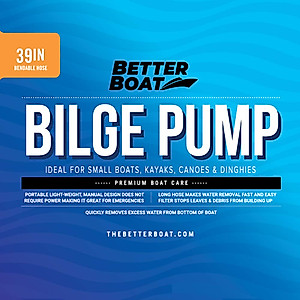 Manual Bilge Pump for Boats Kayak Canoe Hand Water Pump | Siphon Pump Bailer Kayaking Boat with Hose Portable Held 20 Gallons Per Minute Suction Marine Grade Regular