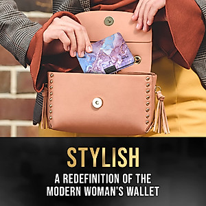 TopMost RFID-Blocking Aluminum Wallet Credit Cards Holder for men & women - Slots for 12 Cards And Bills (Marble Texture)