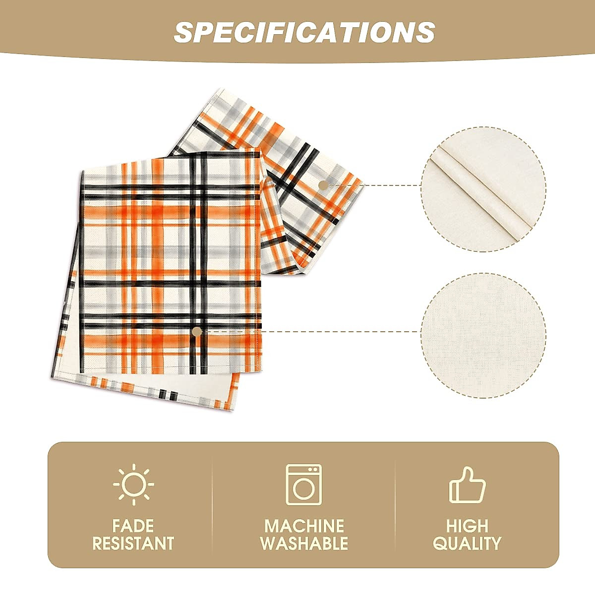 Artoid Mode Orange Black Buffalo Plaid Fall Table Runner, Halloween Kitchen Dining Table Decoration for Outdoor Home Party 13x72 Inch