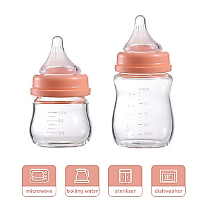 FDBTL Baby Bottle Glass Natural Anti-Colic Bottles Closer to Breastfeeding for Newborn Babies Infant 0M+ 6Oz