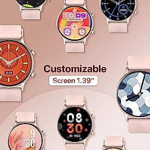 Smart Watch, Blood Pressure Watches for Women, Fitness Tracker with Heart Rate Monitor Blood Oxygen Tracking, Smartwatch Watch for Women iPhone Android Reloj Inteligente para Mujer, 1.4'' Round Pink