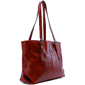 Floto Venezia Italian Leather Shopping Tote Bag Shoulder Bag Women's (Tuscan Red)