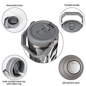 ZJCDPBR 30 Oz Tumbler with Foldable Handle And Flip Straw,Black White Tiger Vacuum Insulated Travel Coffee Tumblers,Stainless Steel Leak-Proof Water Bottle,Fits in Cup Holder,Keep Cold 24H & Hot 12H