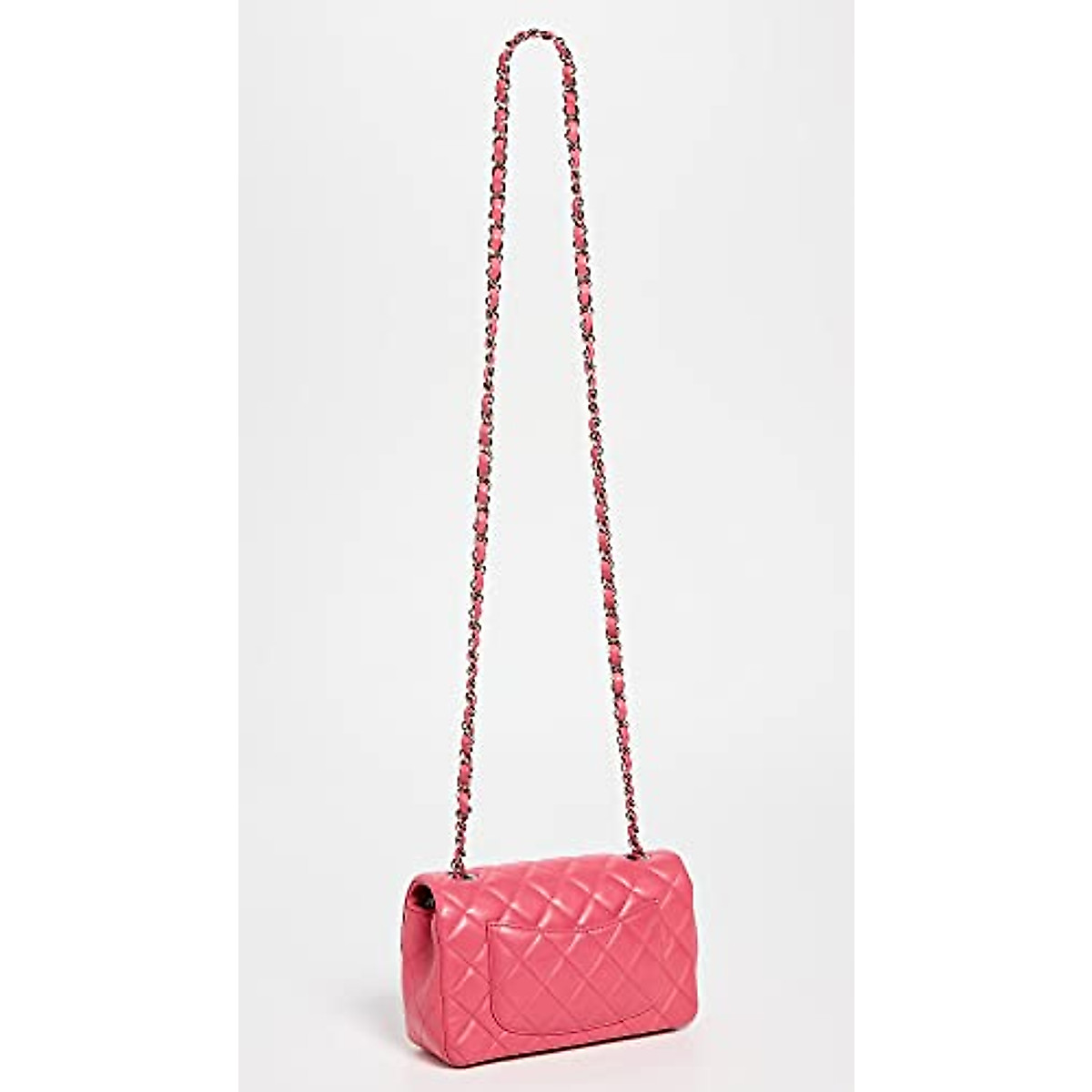 CHANEL Women's Pre-Loved Pink Lambskin Rectangular Flap Bag, Pink, One Size