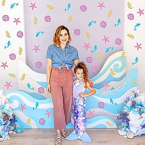 Mermaid Confetti for Table, 200 Pack Sea Animal Under the Sea Confetti for Girls Mermaid Birthday Party Supplies Baby Shower Decorations