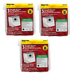 Shop-Vac 9066800 2-2.5 Gallon, 3 Bags per Pack, 9 Bags Total