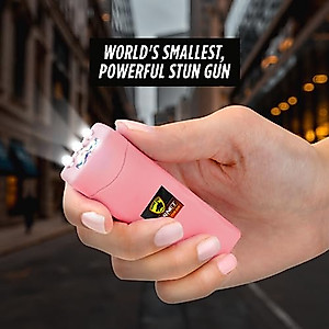 Guard Dog Hornet Micro Stun Gun Keychain - with LED Flashlight, Safety Switch, and Powerful Shock, Heavy Duty Keychain Stun Gun with Bright Flashlight, Built-in Charger, Women Self Defense - Pink