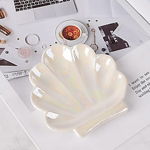 TIGERMILLION Shell Trinket Dish, Ceramic Ring Holder/Jewelry Tray, Cute Organizer Plate Vanity Decorations Accessories for Home Décor Bathroom