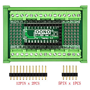 Terminal Block Breakout Board Module for Teensy 2.0, DIN Rail Mount Version