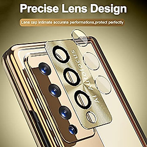 NINKI Compatible Samsung Galaxy Z Fold 3 Phone Case with Screen Protector & S Pen,Aluminum Hinge Protection Stand Case Samsung Z Fold 3 Case with S Pen Holder,Galaxy Fold 3 Metal Case with Stand Gold