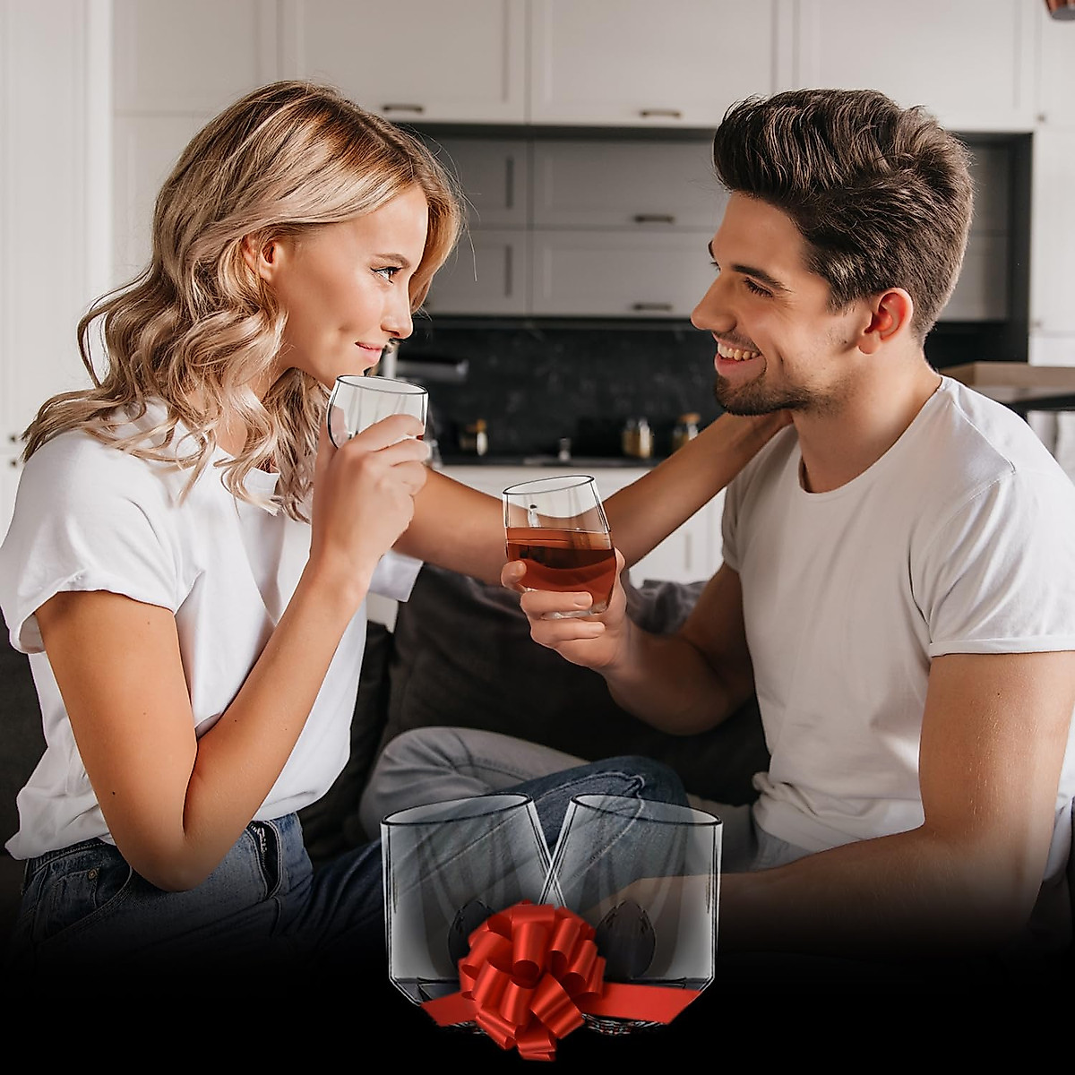 AJLS Whiskey Glasses: Whiskey glasses for men, Wine, Scotch Diamond Stemless Glasses Set of 2: 10oz; Tilt Prevents Fall, Luxury Barware