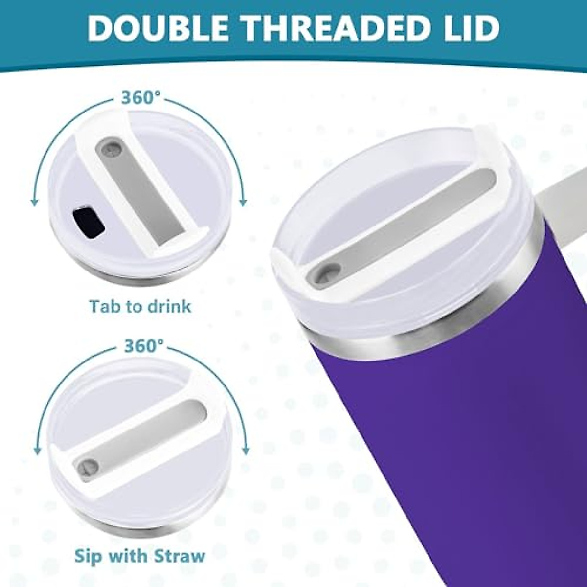 Emelivor Dark Purple 40 oz Tumbler with Lid and Straw Insulated Tumblers with Handle Leak Proof Travel Coffee Mug Water Cup Bottles for Hot and Iced Cold Drinks