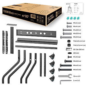 ONKRON Mobile TV Stand for 60-120 Inch Screen up to 331 lbs, Large & Portable TV Stand on Wheels max VESA 1000x600, Heavy Duty TV Stand Height Adjustable/Mobile TV Cart Rolling TV Stand Tall Black