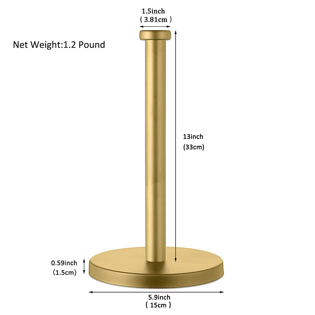 GWGTHZ Stainless Steel Paper Towel Holder, Gold Paper Towel Holder Countertop for Kitchen Bathroom, Standing Paper Towel Holder with Weighted Base for Standard or Rolls Brushed Brass, (Gold)…