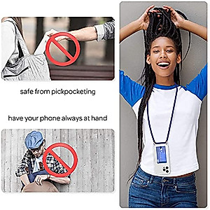 Fsoole Clear Crossbody Wallet Case Women with Credit Card Holder Slot (for iPhone 12 Pro Max) - Dark Blue Lanyard