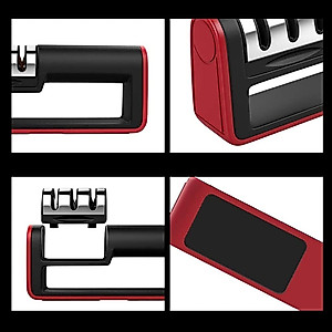 UOOD Sharp Knife Sharpener – 3 in 1 Non-Slip Ergonomic for Professional Kitchen Knife Sharpener, Diamond rods, Tungsten Carbide Plates, Ceramic Stone, Safe