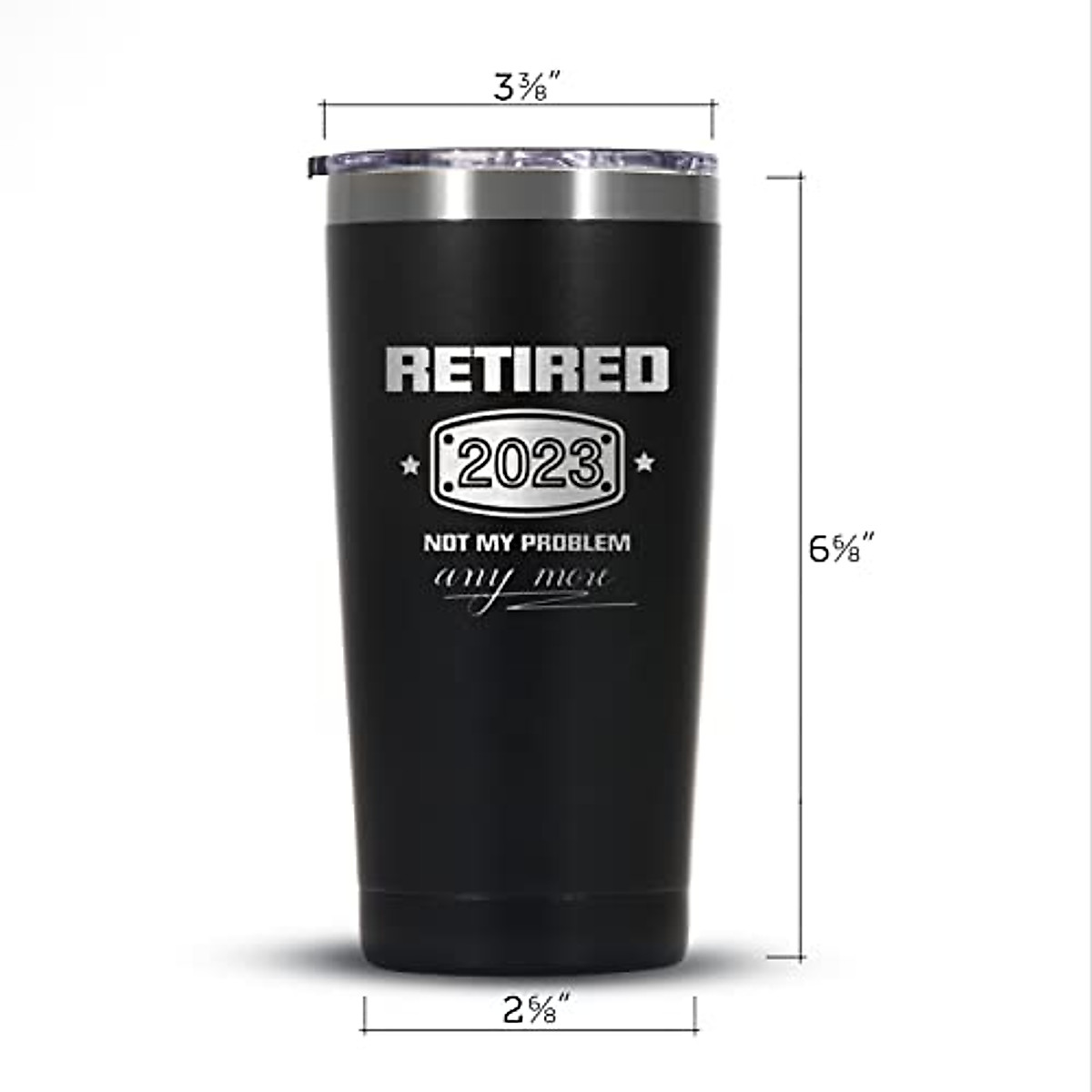Triwol 2023 Retirement Gifts for Men and Women, Funny Retired 2023 Not My Problem Any More Tumbler Gift 20 oz Black, Retiring Present Ideas for Office Coworkers, Boss, Teacher, Doctor, Husband, Dad