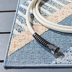 SAFAVIEH Sarasota Collection Accent Rug - 4'5" x 6'5", Blue & Light Green, Mid-Century Modern Design, Non-Shedding & Easy Care, Indoor/Outdoor & Washable-Ideal for Patio, Backyard, Mudroom (SAR102J)