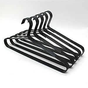 6Pack Koobay 16.5" Black King Size Aluminum Laundry Hangers Clothes Storage Coat Suit Hangers with Anti-Slip Strips